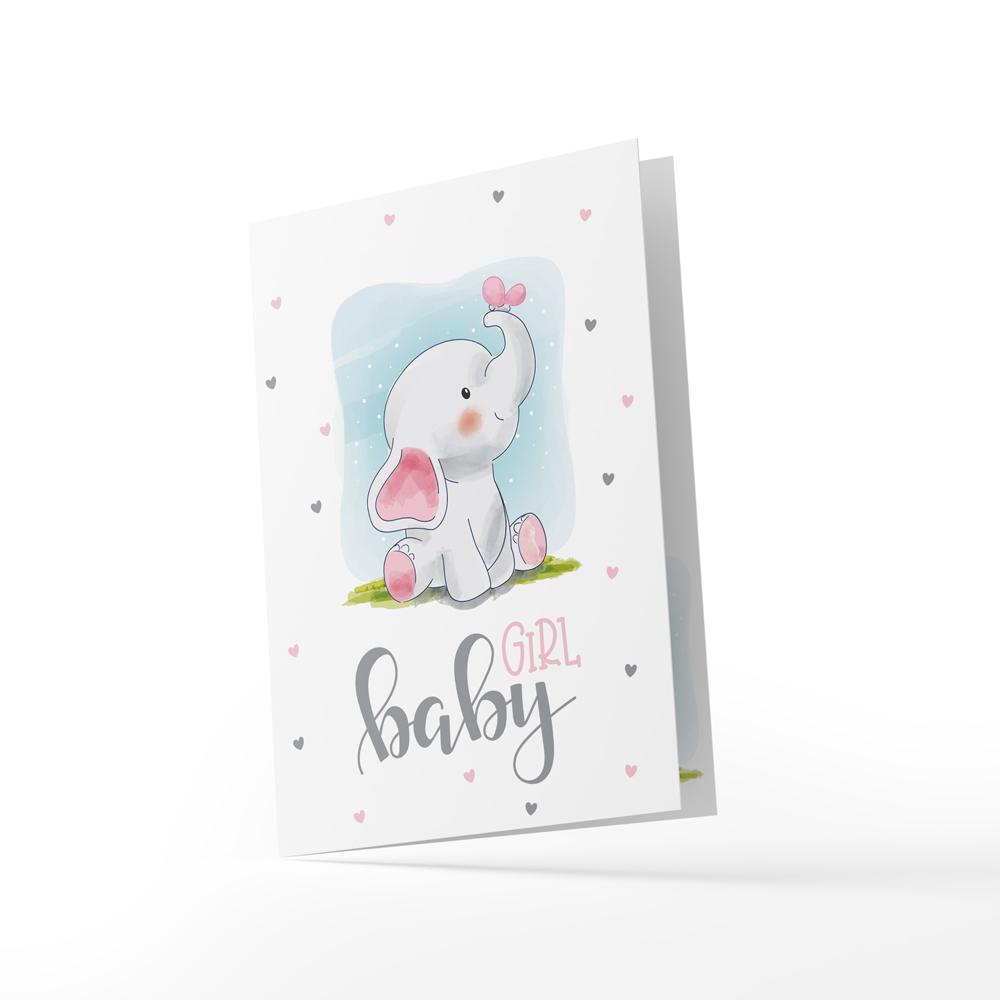 ΚΑΡΤΑ ΜΩΡΟ “BABY GIRL ΕΛΕΦΑΝΤΑΚΙ ΡΟΖ” - Typotrust